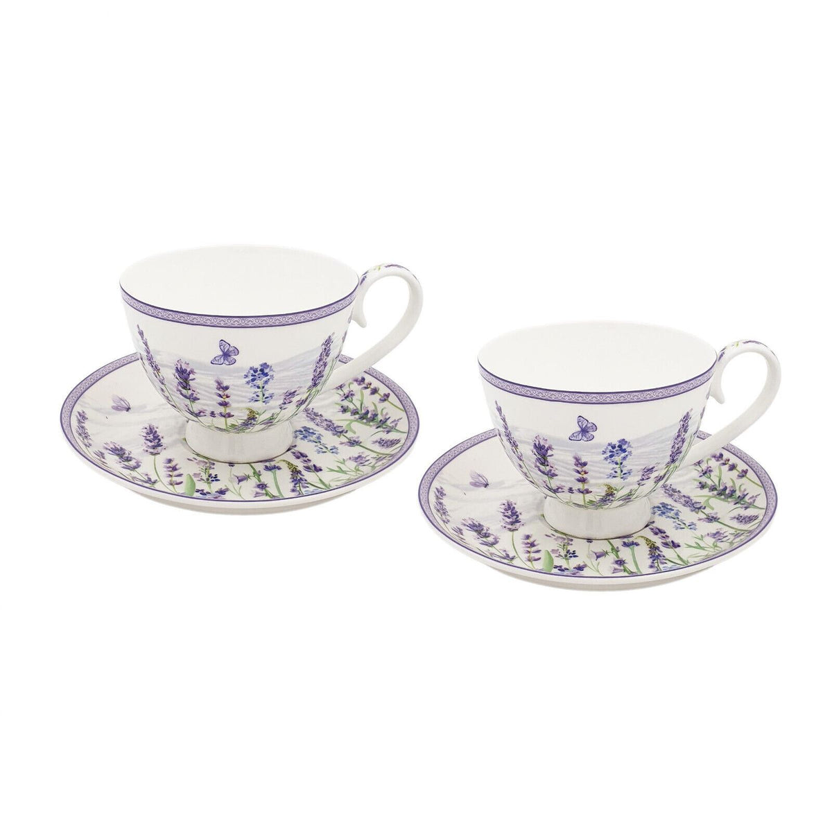 Set of 2 250cc Cups w Saucers Coffee Tea Mug Cup w Box- Lavender Farm ...